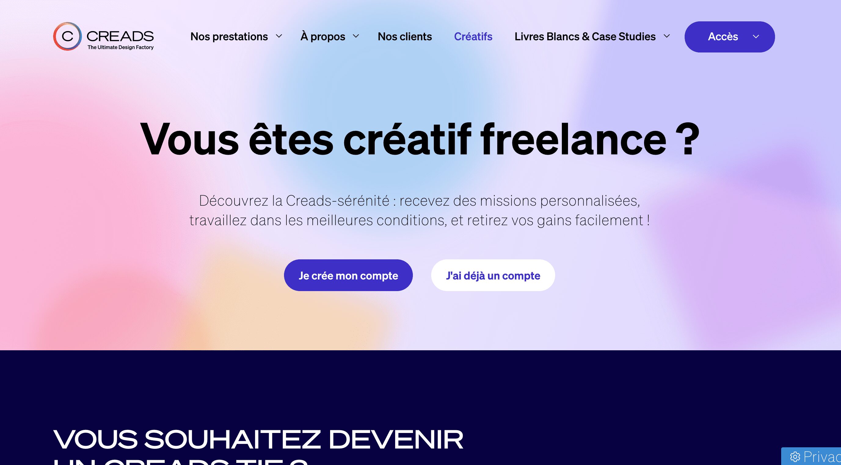 Freelance creatives : be booked with CREADS